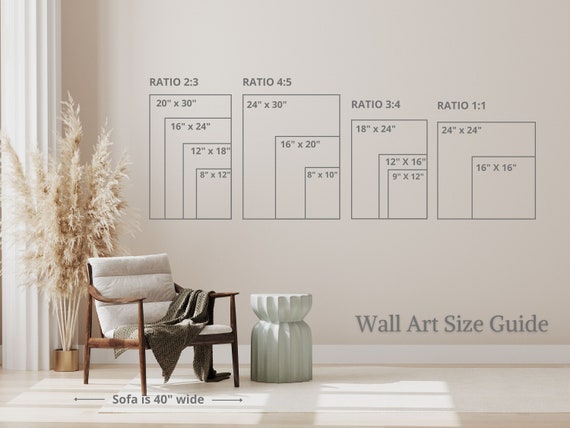 Wall Art Size Guide Wall Size Comparison Chart Print Size Etsy