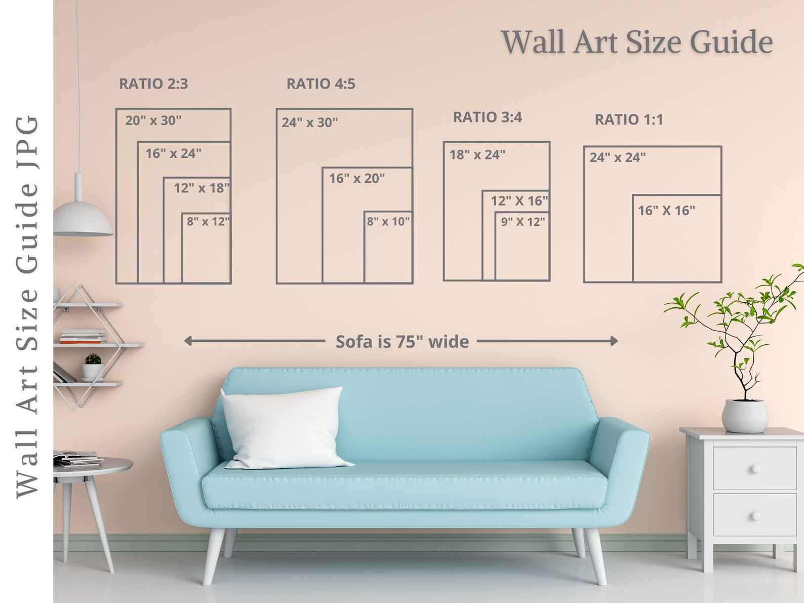 Wall Art Size Guide Wall Size Comparison Chart Print Size - Etsy