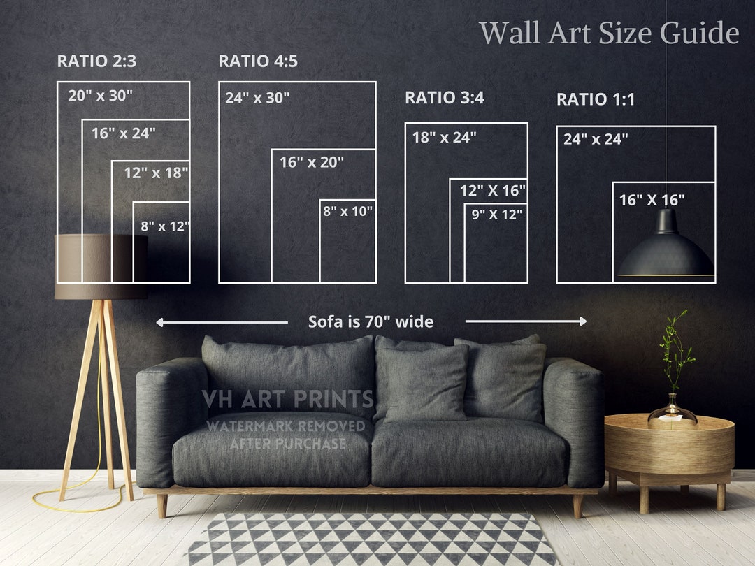 Wall Art Size Guide Wall Size Comparison Chart Print Size - Etsy