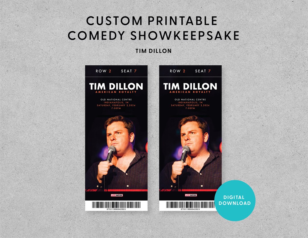 PRINTABLE Tim Dillon Custom Printable Comedy Show Souvenir Ticket ...