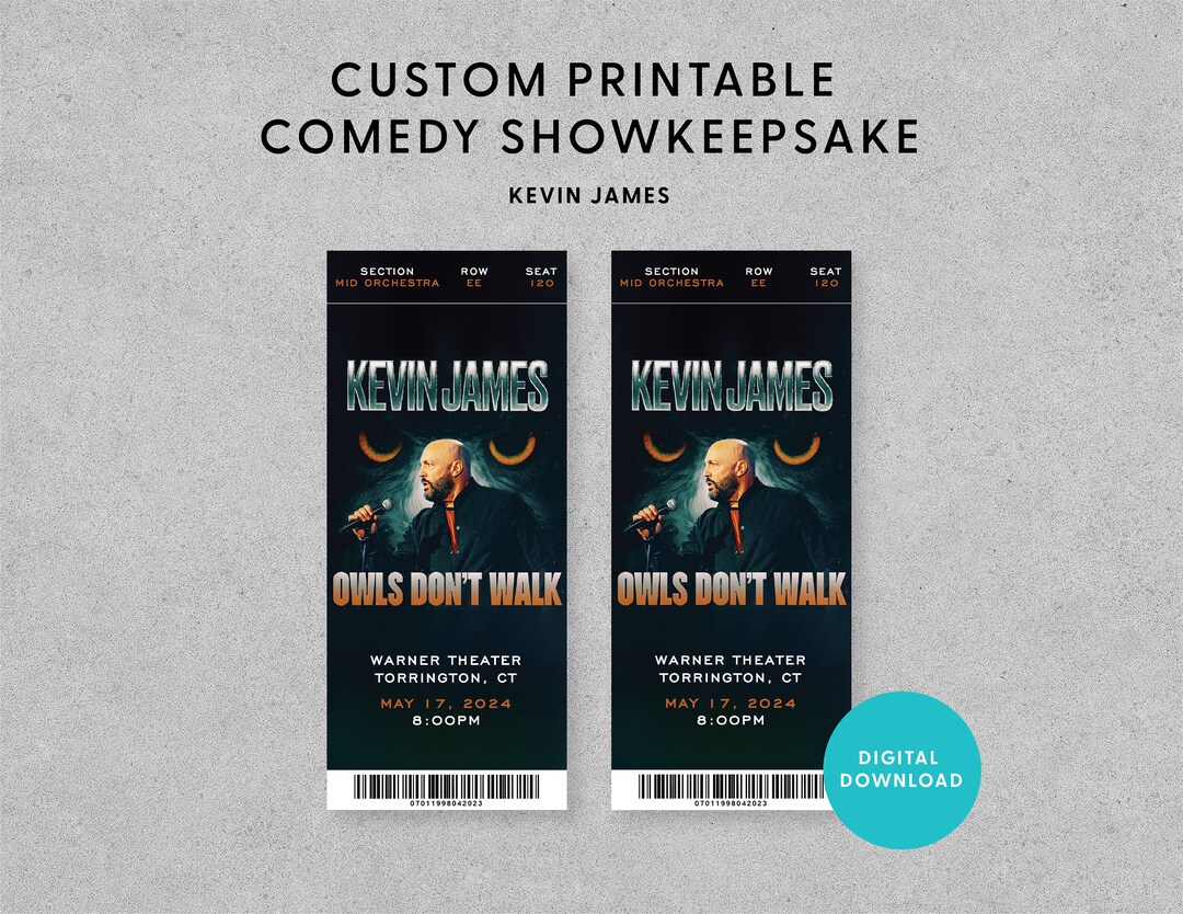 PRINTABLE Kevin James Custom Printable Comedy Show Souvenir Ticket ...