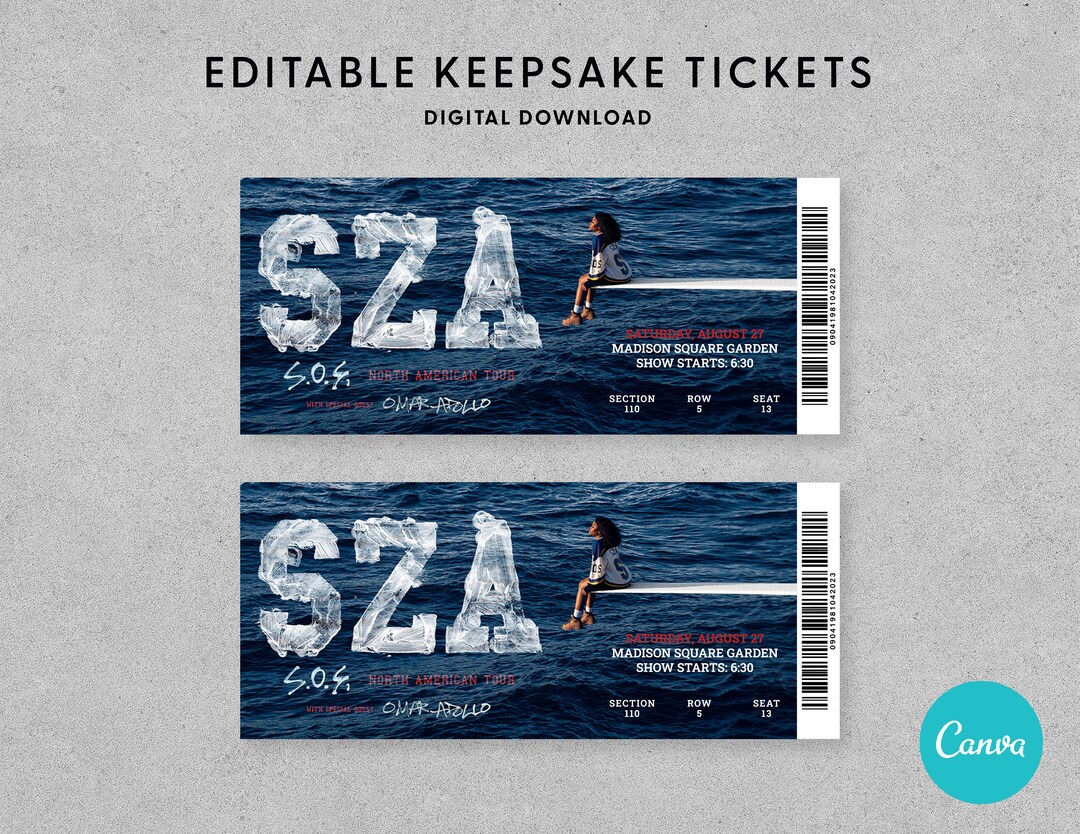 SZA SOS Tour Editable Souvenir Ticket - Etsy