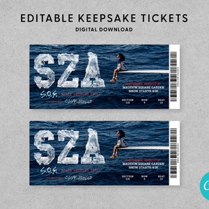 SZA SOS Tour Editable Souvenir Ticket - Etsy