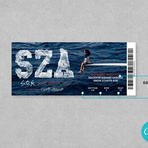 SZA SOS Tour Editable Souvenir Ticket - Etsy