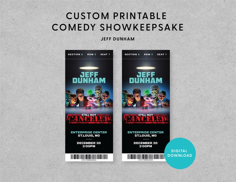 PRINTABLE Jeff Dunham Custom Printable Comedy Show Souvenir Ticket ...