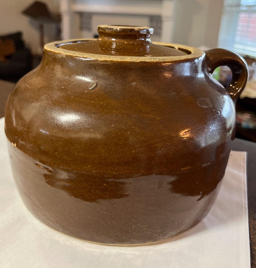 Vintage Brown Single Handled Crock - Looks Like a Bauer - Etsy