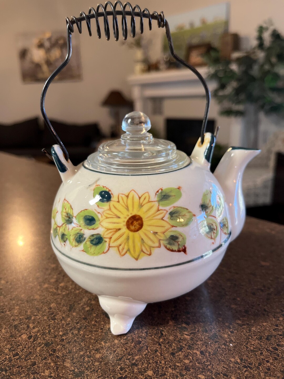 Cute Vintage Teapot With Rooster and Sunflower Art - Etsy