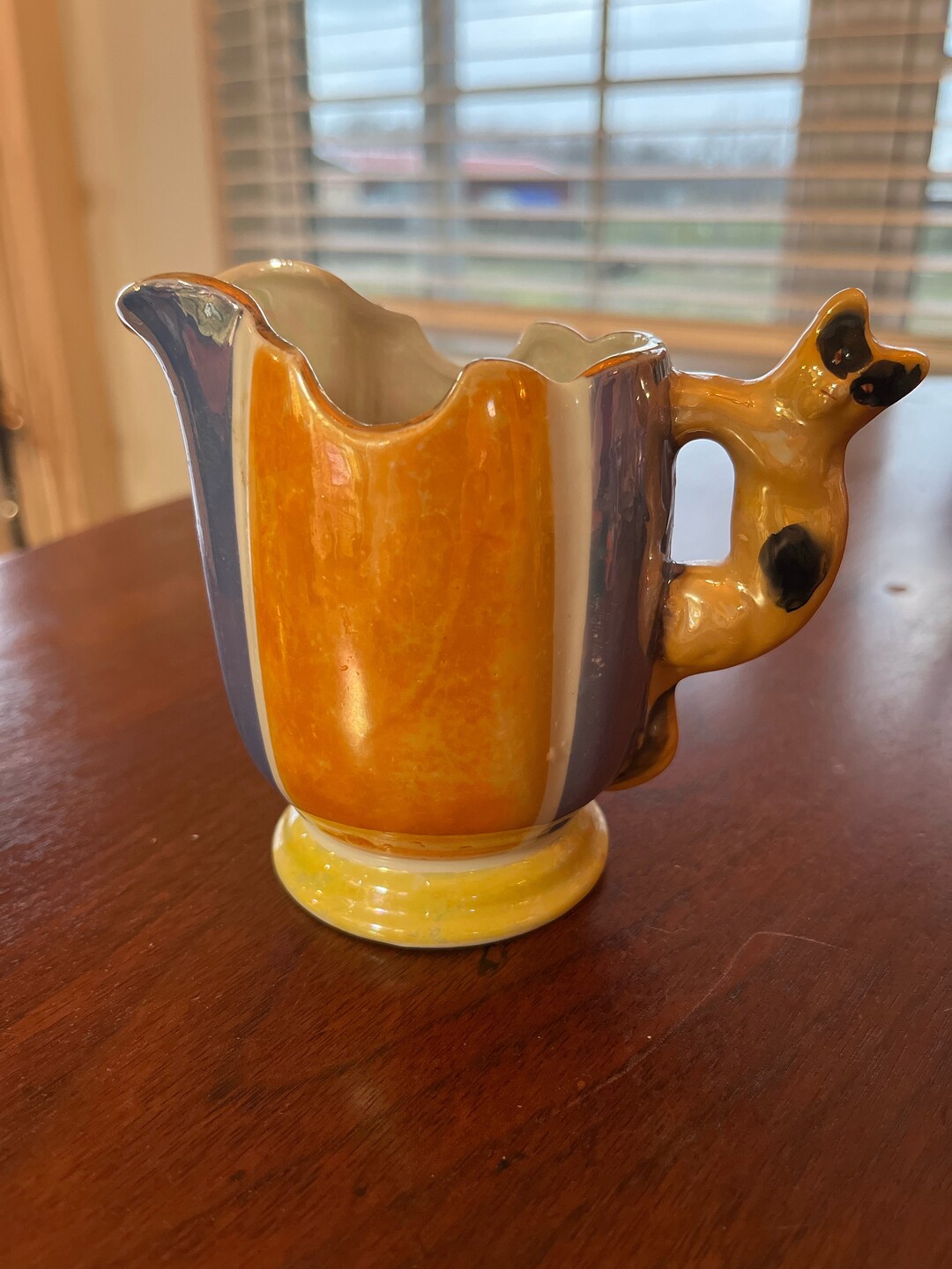Hand Painted Porcelain Lusterware Creamer With Cat Handle Made in Japan ...