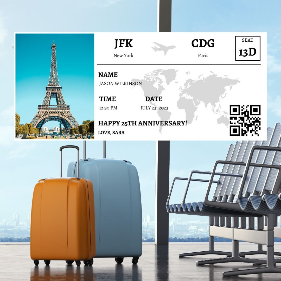 Travel Boarding Pass Ticket, Canva Template, 100% Editable - Etsy