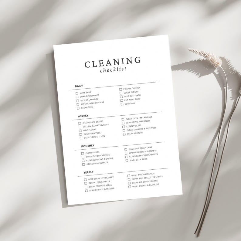 Editable Cleaning Checklist Canva Template, A4 and Letter PDF, for ...