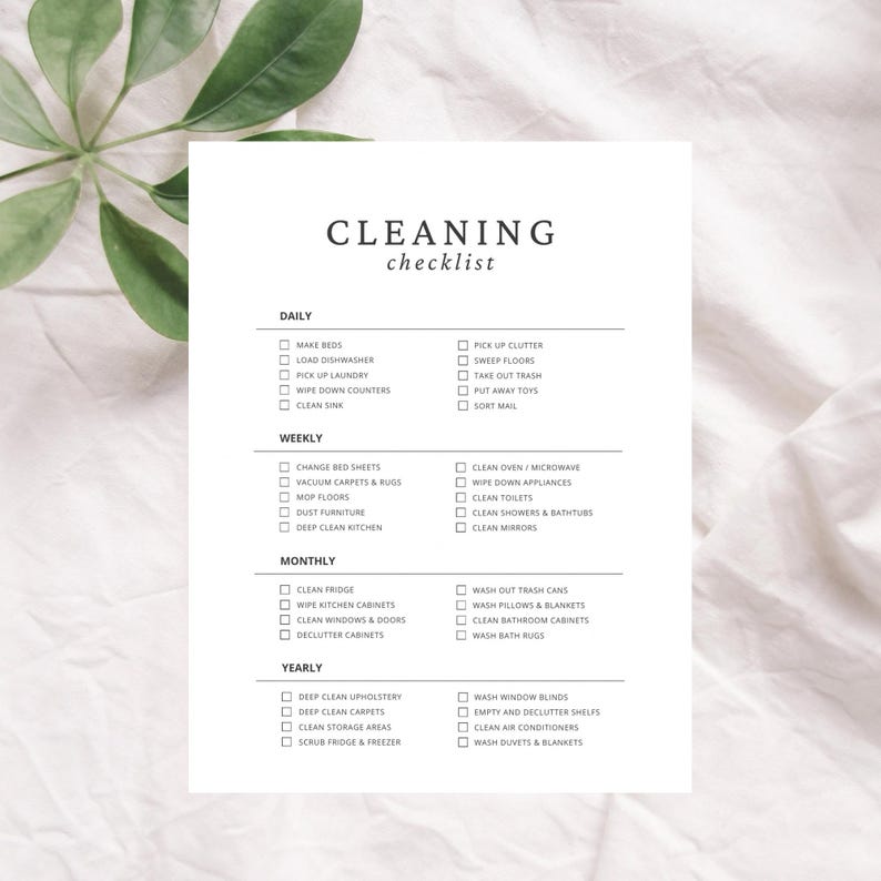 Editable Cleaning Checklist Canva Template, A4 and Letter PDF, for ...