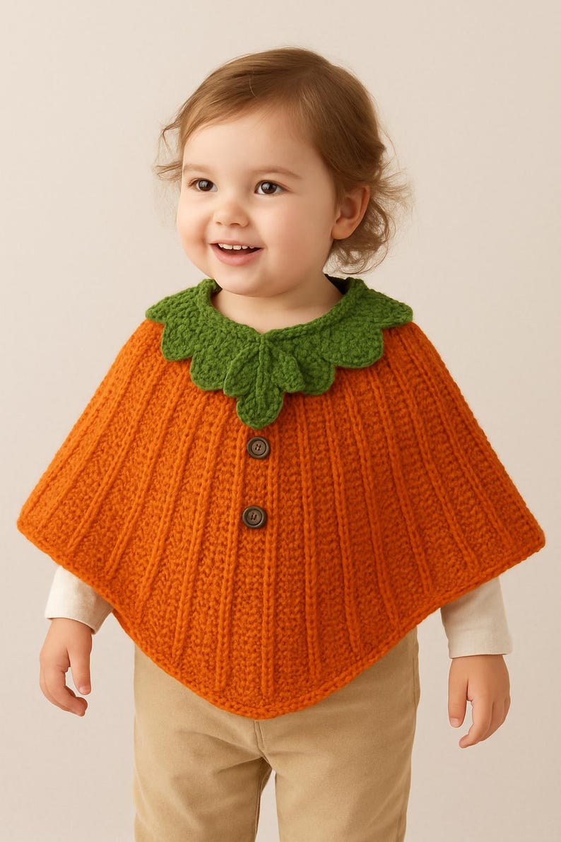 Pumpkin Poncho Crochet Pattern: Baby & Toddler Halloween Costume (PDF ...