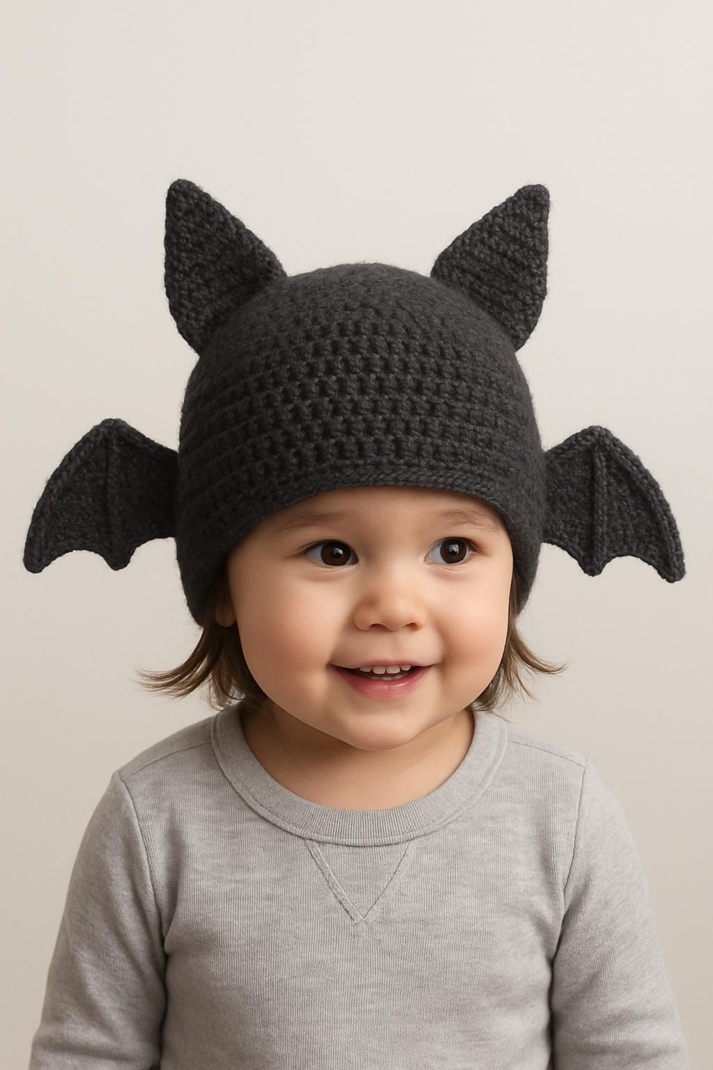 Crochet Bat Hat Pattern: 3D Wings & Ears, Baby to Adult (PDF Download ...