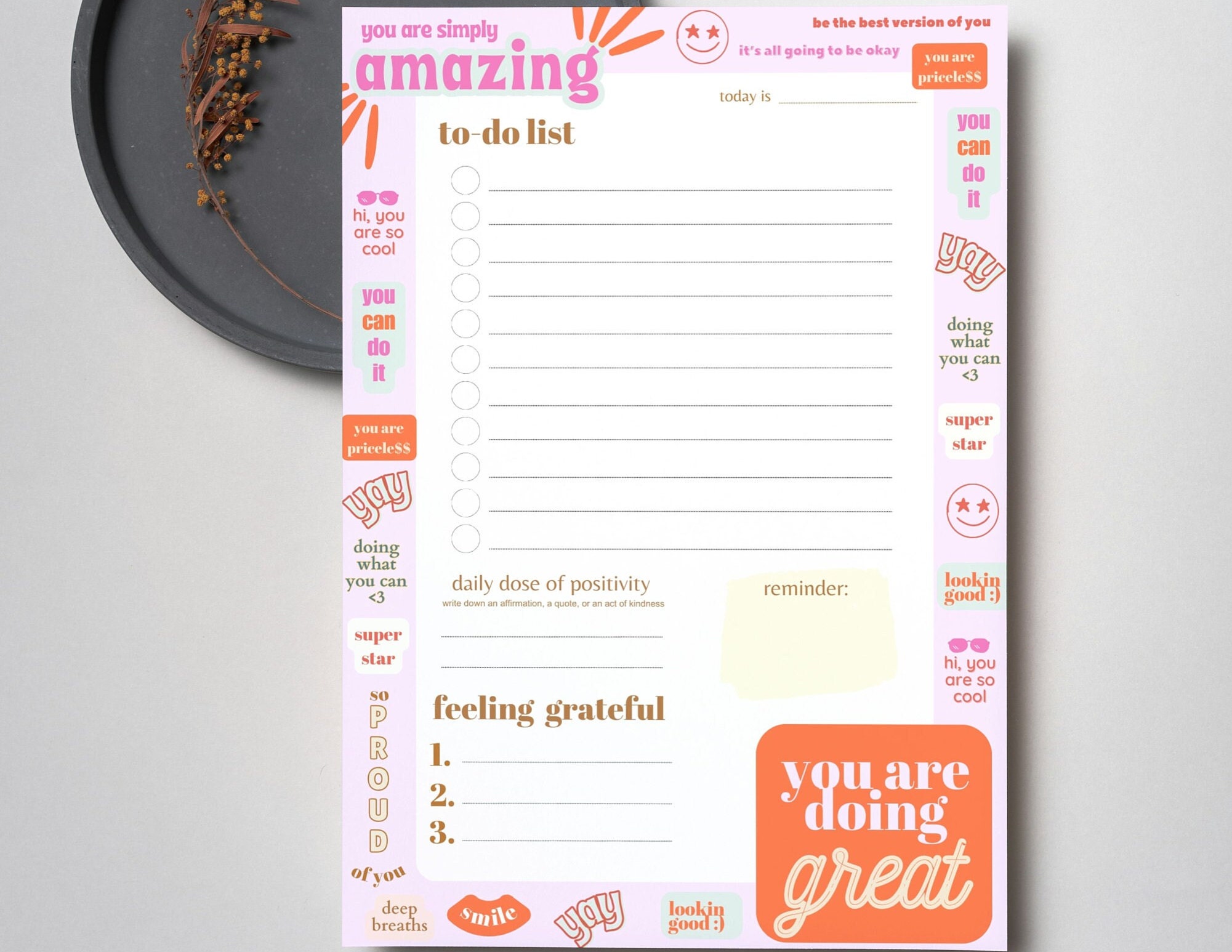 You Are Amazing Notepad, Printable Notepad, Motivational Notepad ...