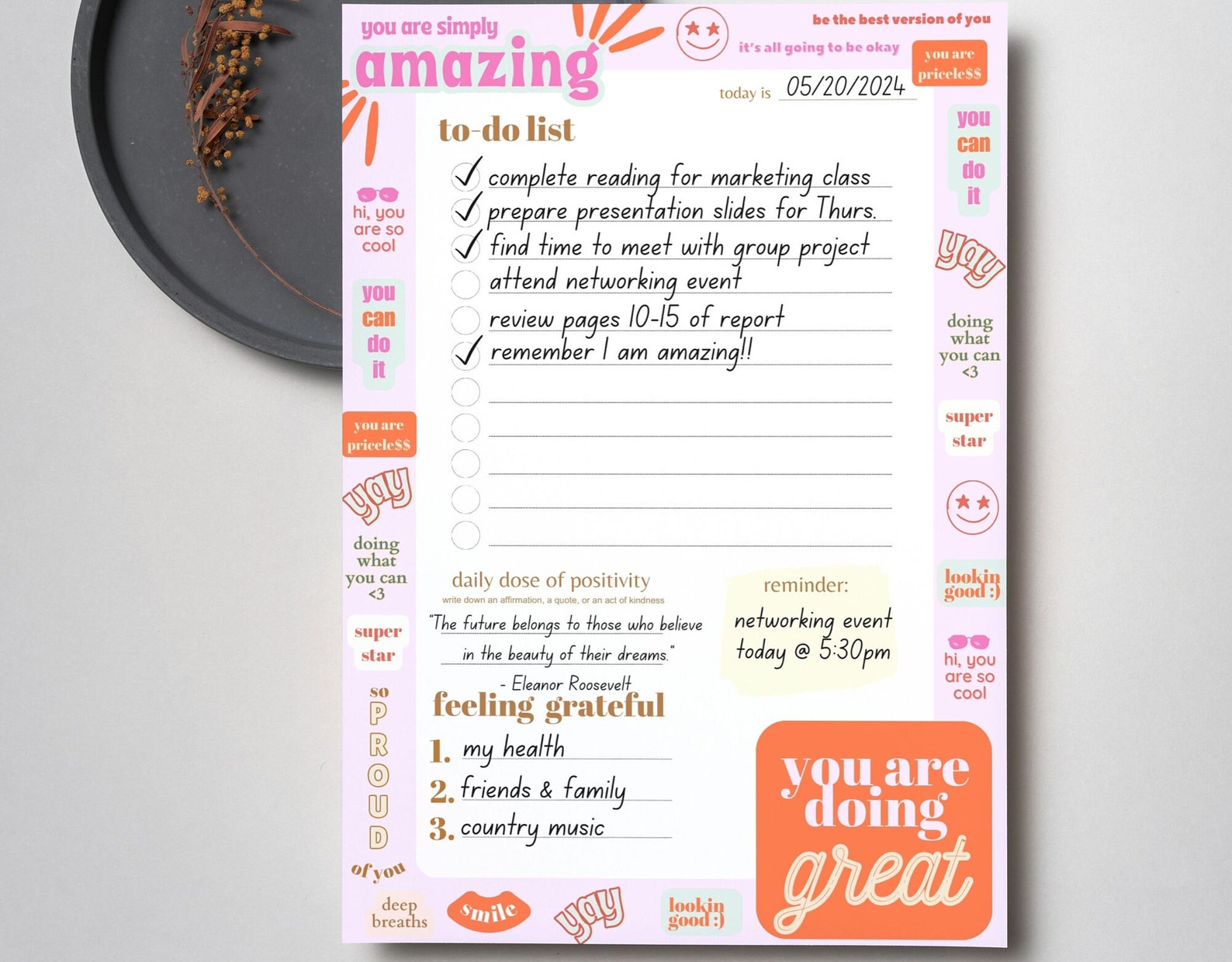 You Are Amazing Notepad, Printable Notepad, Motivational Notepad ...