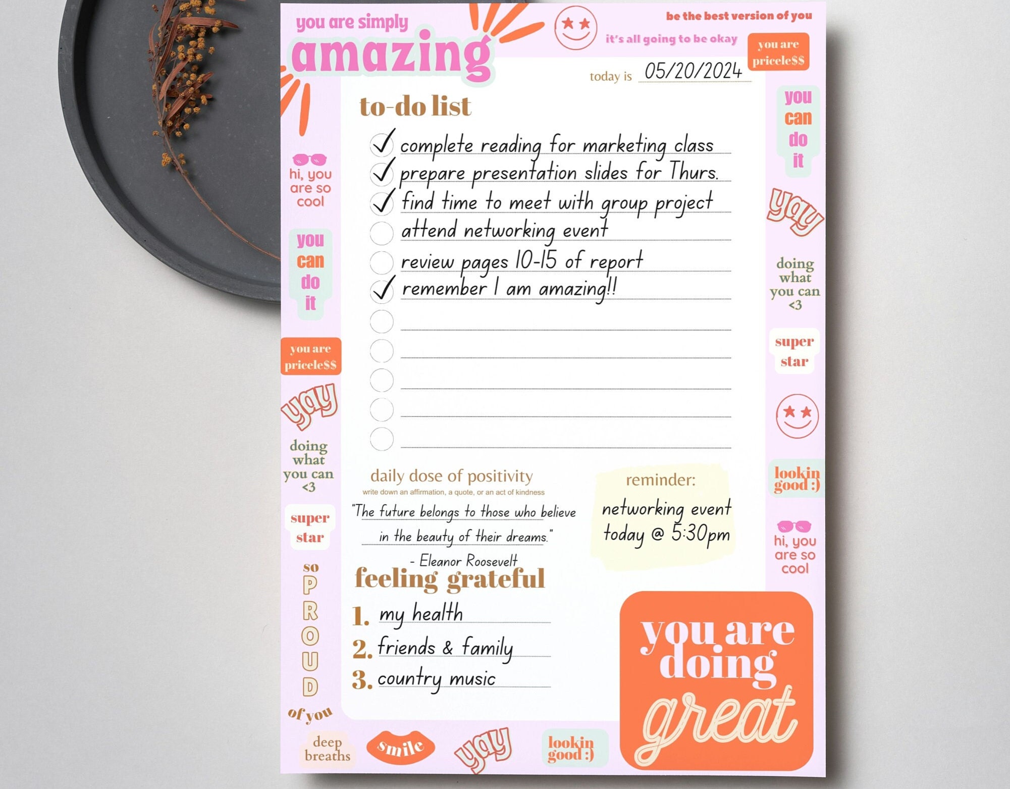 You Are Amazing Notepad, Printable Notepad, Motivational Notepad ...
