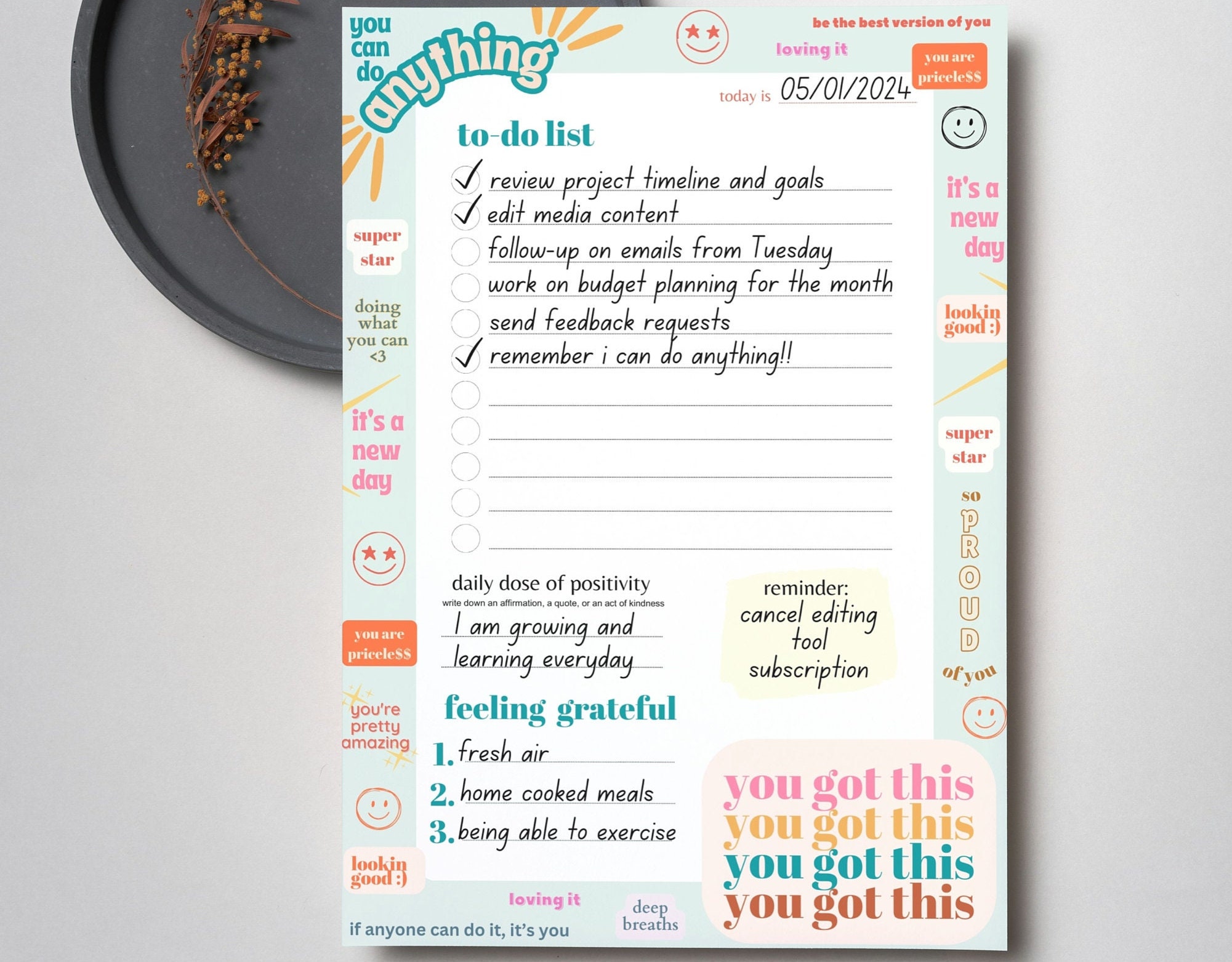Motivational To-do List Notepad: You Got This Printable (digital ...