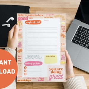 Motivational To-do List Notepad: Gratitude & Hydration Tracker (digital ...