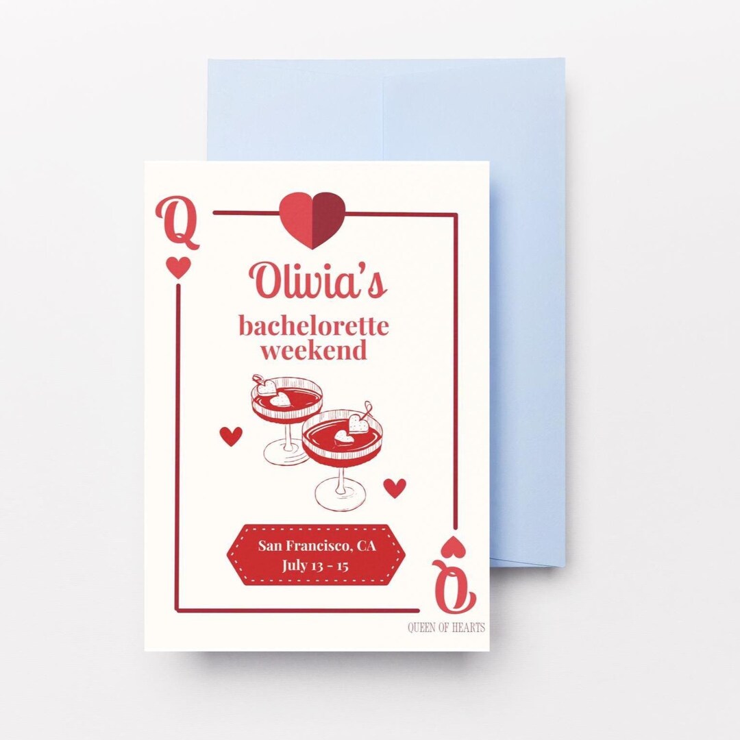 Queen of Hearts Bachelorette Itinerary Template (digital Print) - Etsy