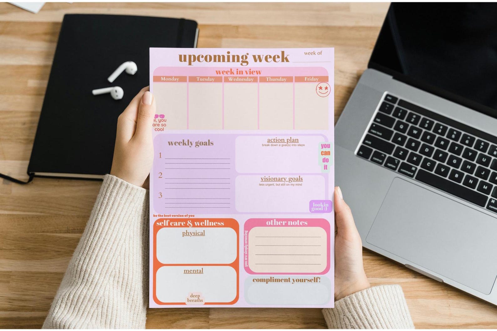 Printable Notepad, Motivational Notepad, Weekly Planner, Instant ...
