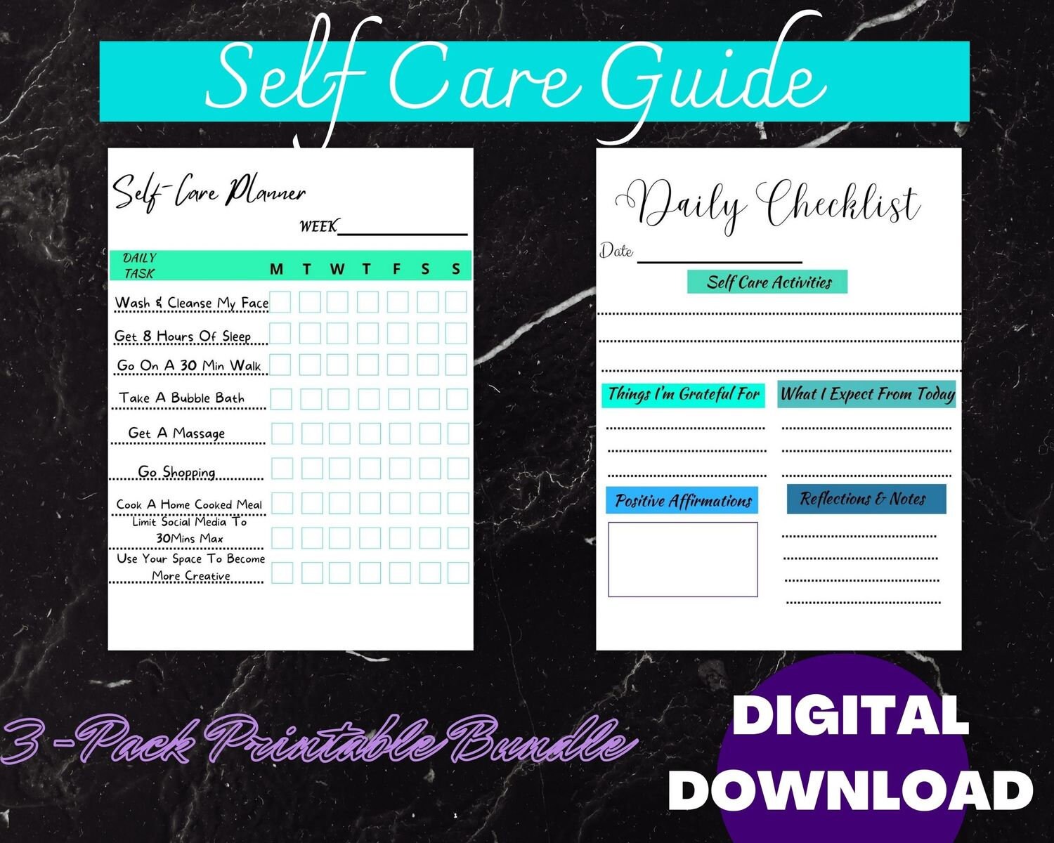 Mental Health Checklist, Digital Download, Self Care Checklist, Self ...