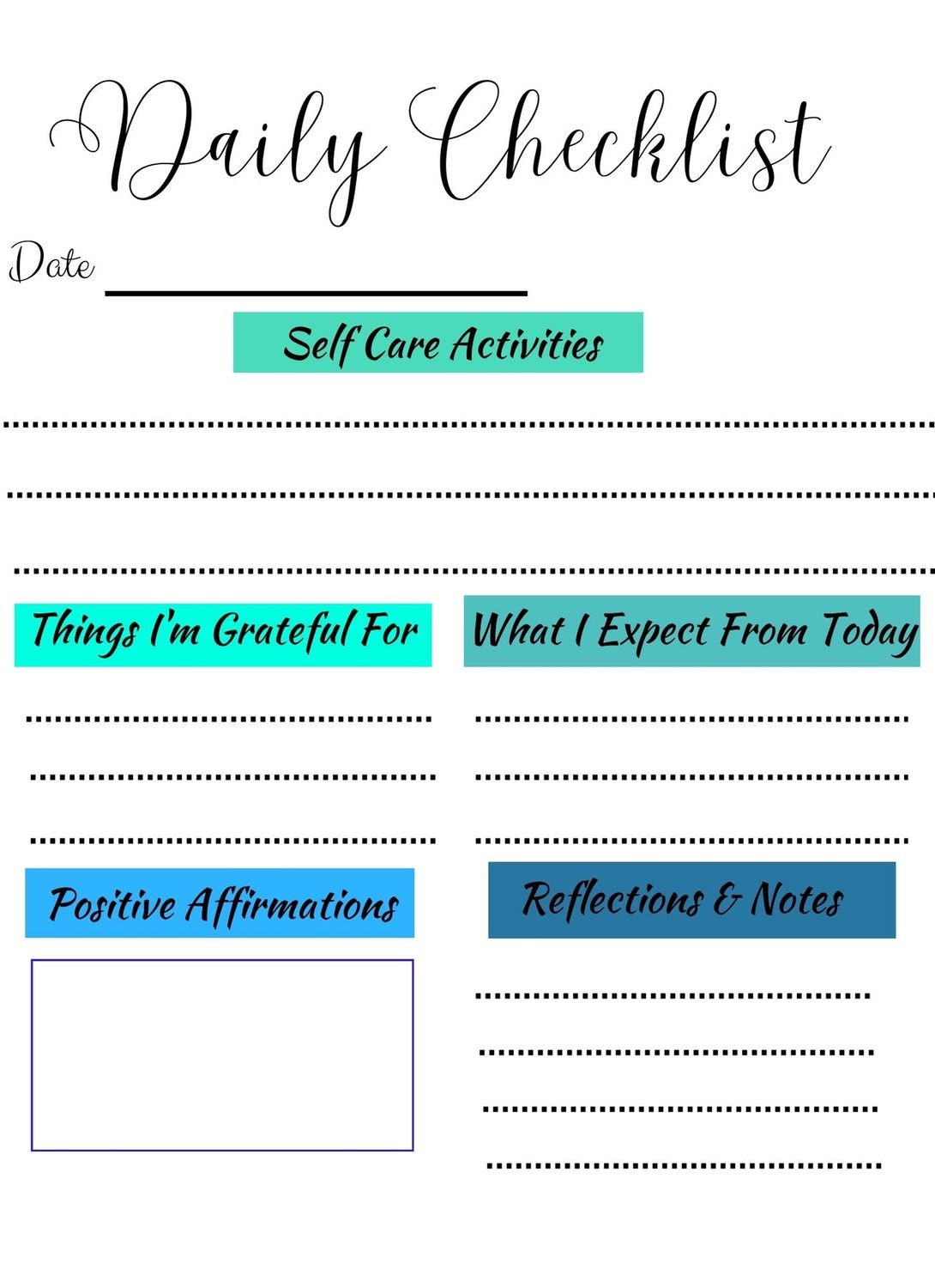Mental Health Checklist, Digital Download, Self Care Checklist, Self ...