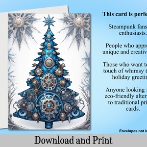 Steampunk Christmas Card, Printable Christmas Card, Holiday Greeting ...