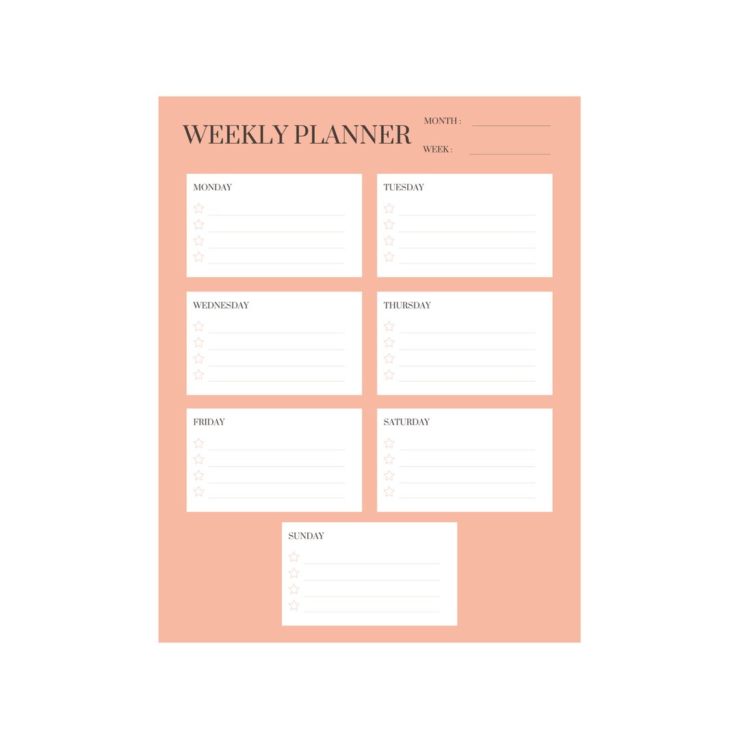 Printable Weekly Planner, to Do List, A4/a5/letter Size (instant ...