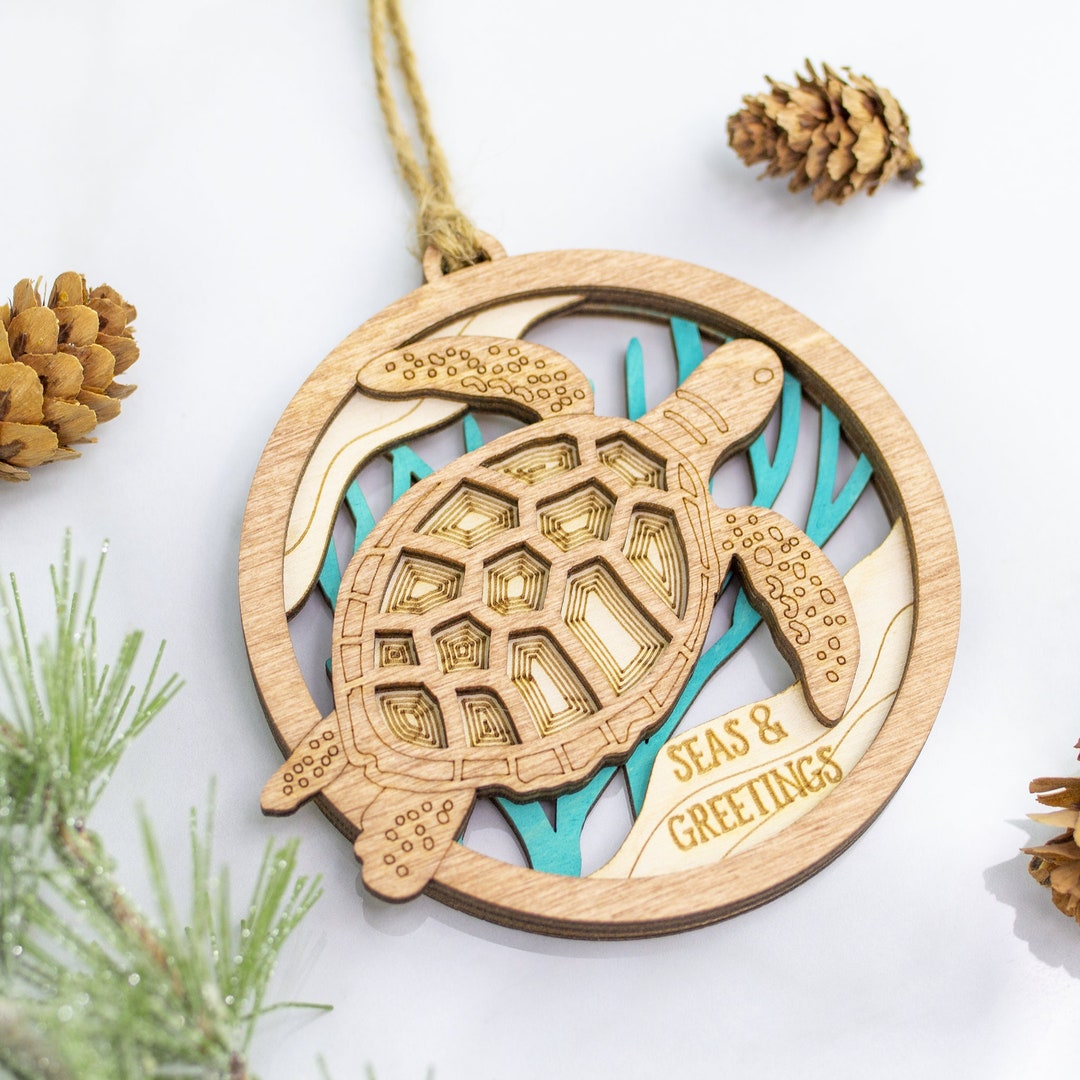 Sea Turtle Christmas Ornament: Laser Cut Coastal Decor - Etsy