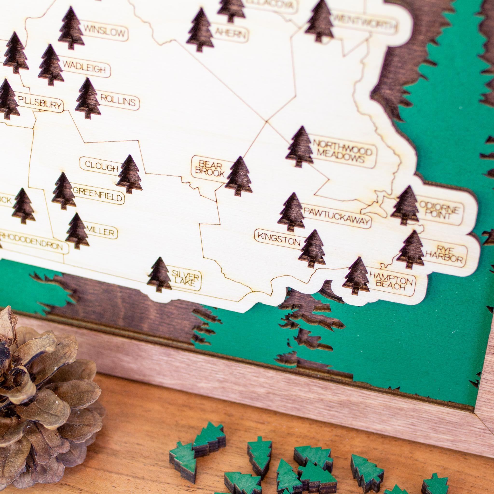 New Hampshire State Park Travel Map Made of Wood - Etsy