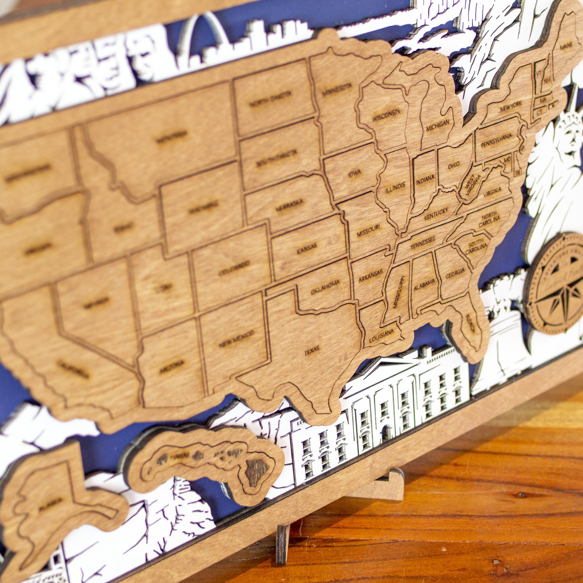 US Travel Map USA Travel Map Tracker Family Road Trip Wood - Etsy