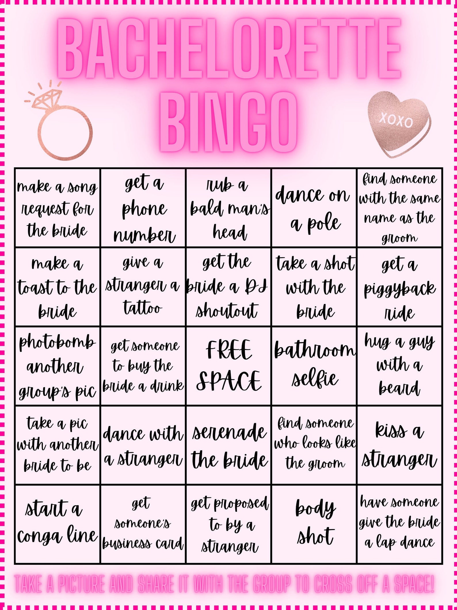 Bachelorette Party Bingo Card Digital Print Etsy