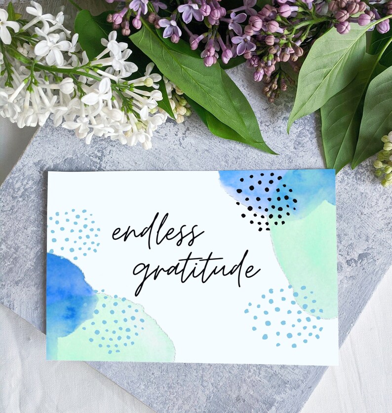 PRINTABLE 5x7 Thank You Card, Endless Gratitude Card, Blank Thank You ...