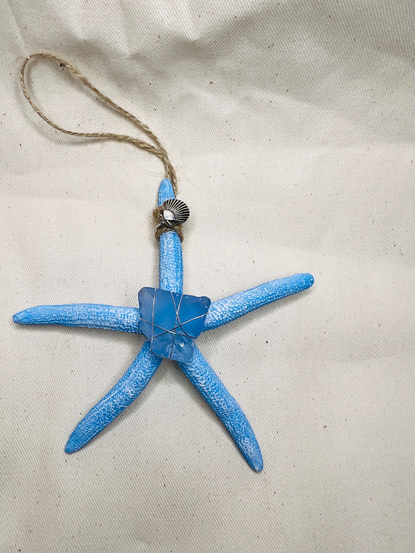 Starfish Christmas Ornaments/sea Glass/coastal Decor/hand Painted Blue ...