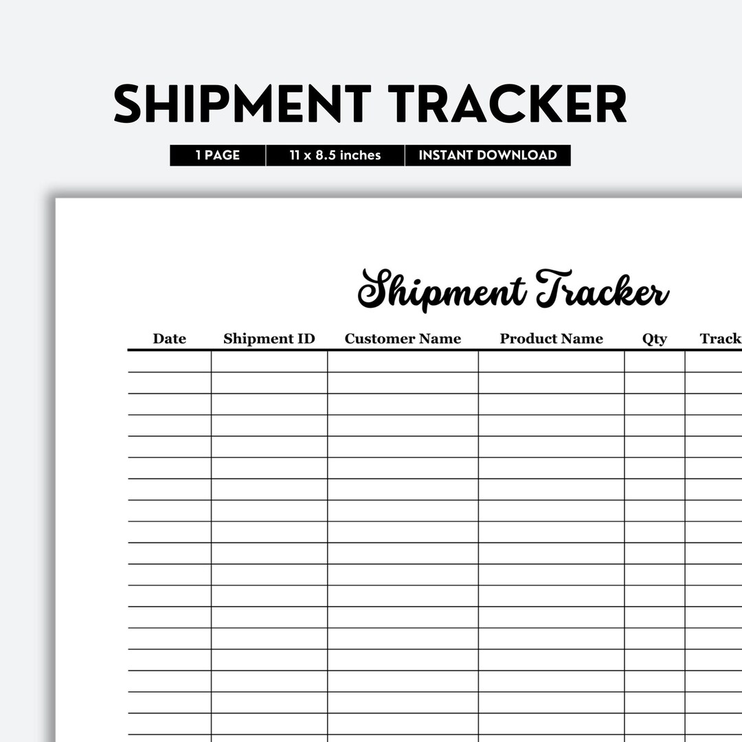 Shipment Tracker | B&W PDF | Package and Delivery Log | Printable ...