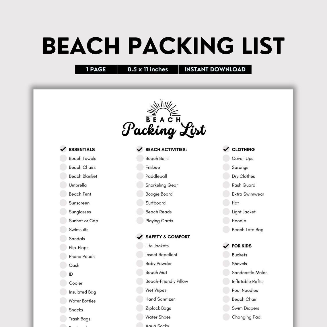 Beach Packing List, Packing Checklist, Travel Packing List, Beach Checklist, Family Paking List ...