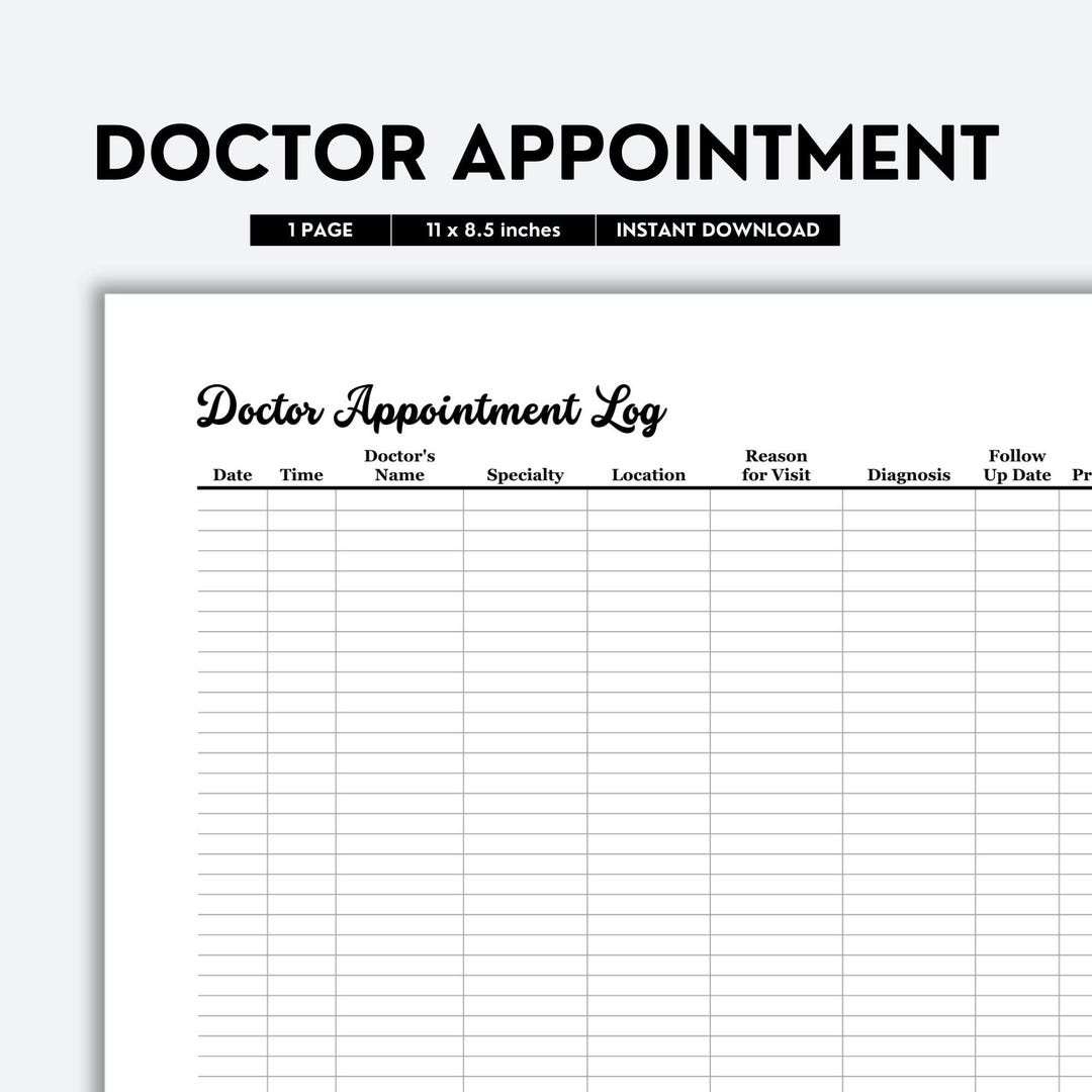 Doctor Appointment Log: Printable Health Tracker (PDF) - Etsy Australia
