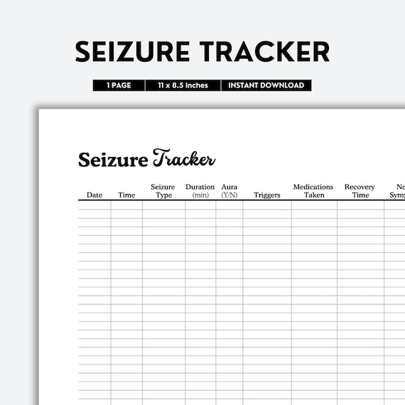 Printable Seizure Record Seizures Seizure Tracker Medical Sign