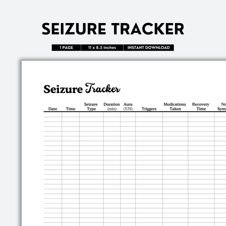 Seizure Tracker, Epilepsy Tracker, Seizure Log, Health Tracker ...