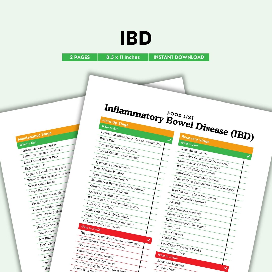 Inflammatory Bowel Disease, IBD Food List, Crohn's Disease, Ulcerative Colitis, Irritable Bowel ...