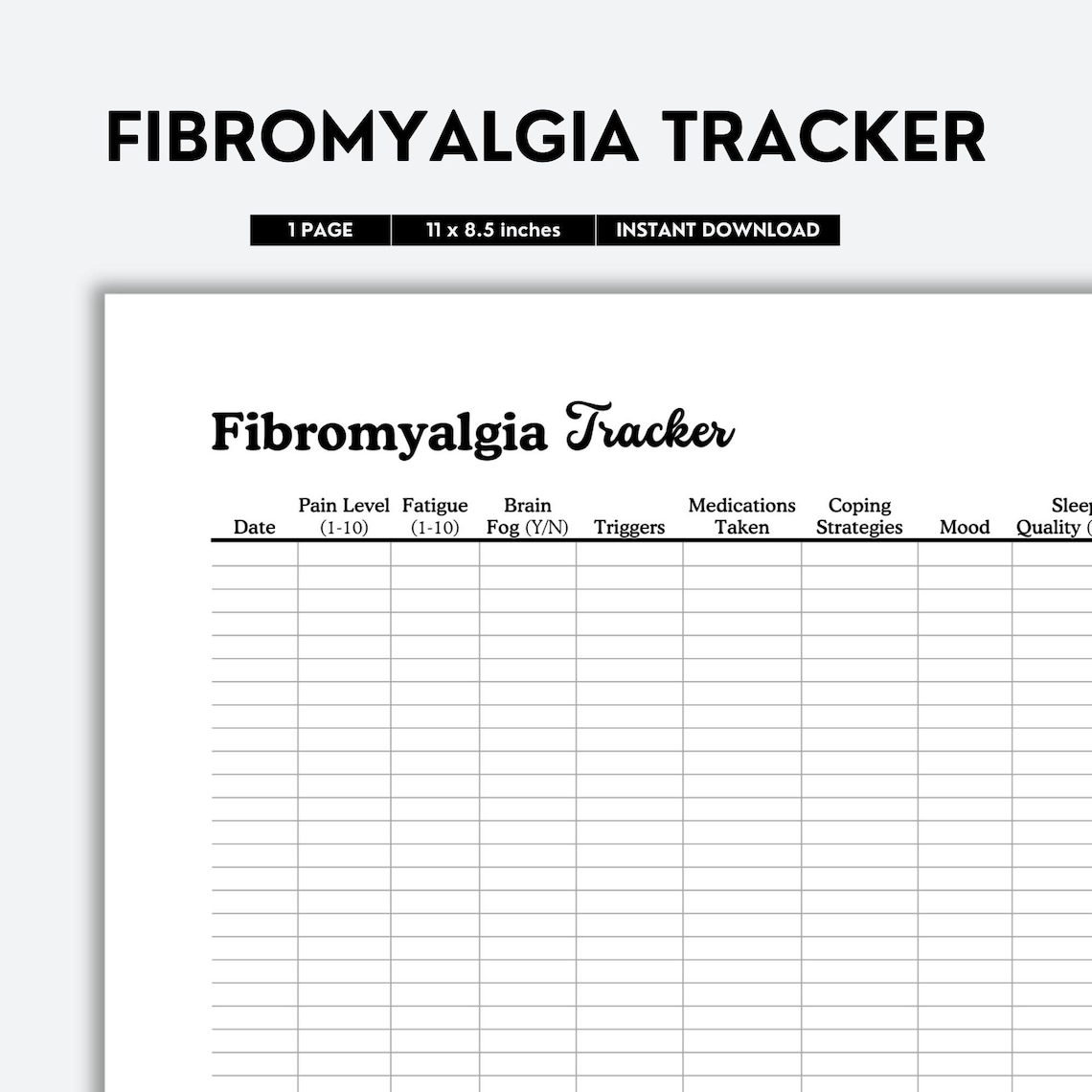 Fibromyalgia Tracker, Chronic Illness, Symptom Tracker, Chronic Pain ...