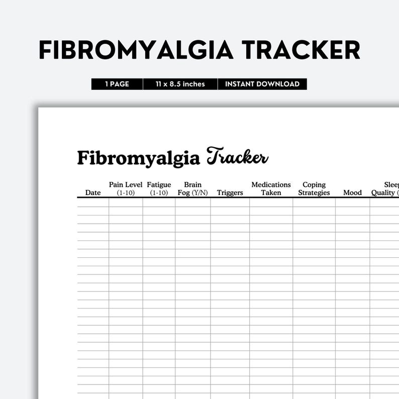 Fibromyalgia Tracker, Chronic Illness, Symptom Tracker, Chronic Pain ...