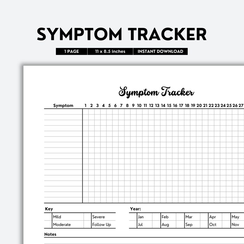 Symptom Tracker, Chronic Illness, Health Tracker, Medical Tracker, Pain ...