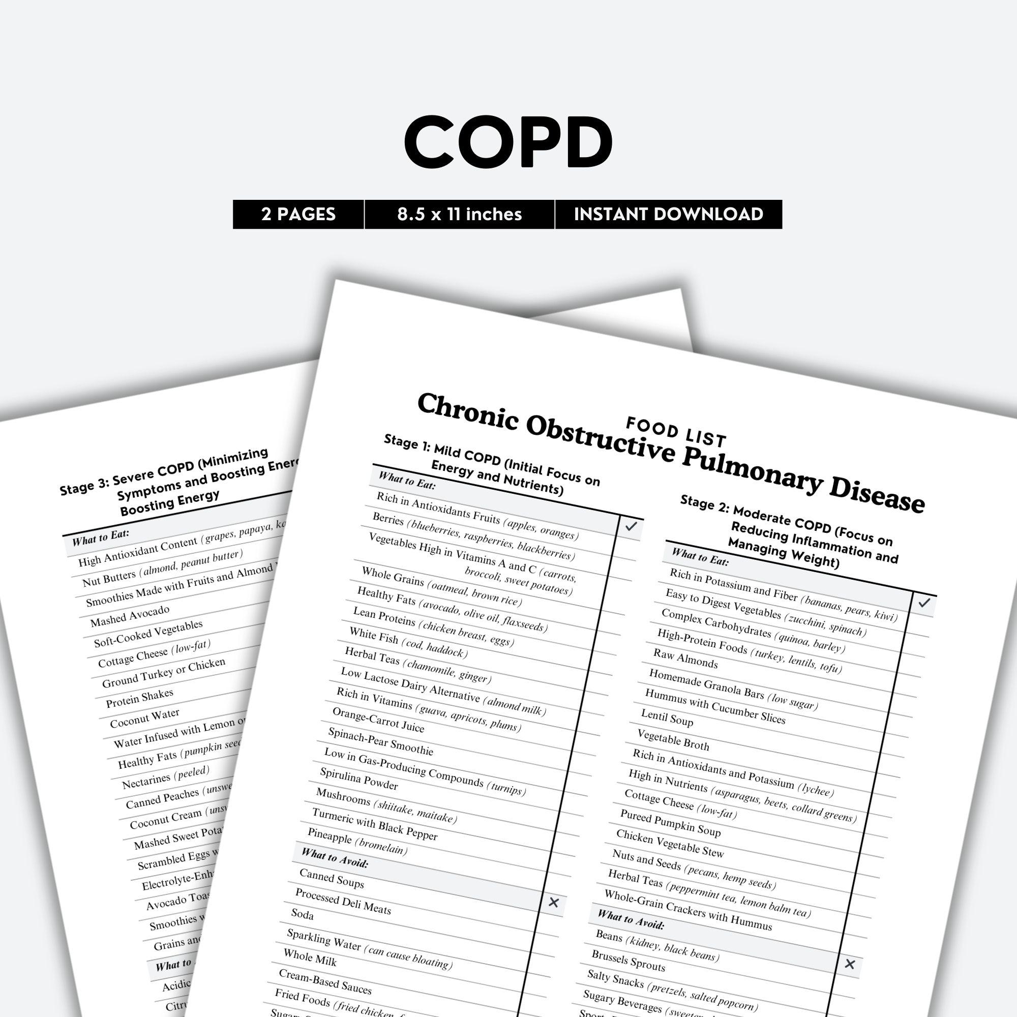 COPD, COPD Awareness, Copd Warrior, Pulmonary Disease, Foods to Avoid, Copd Diet Sheet, Chronic ...
