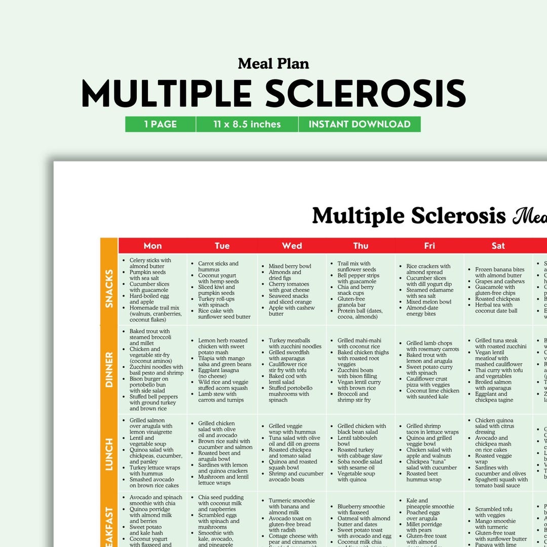 Multiple Sclerosis Meal Plan (color PDF) - Etsy