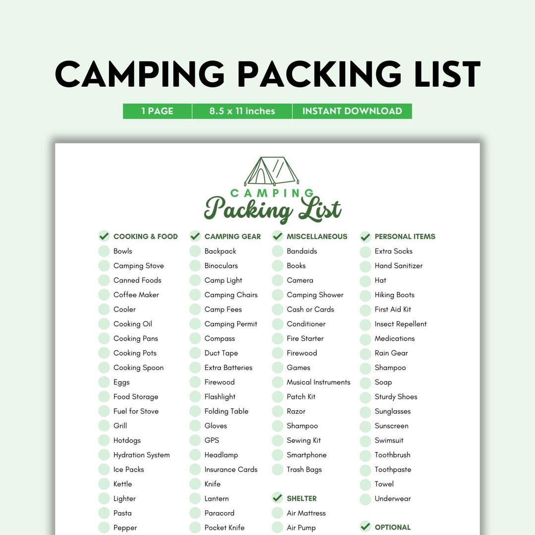 Camping Packing List, Travel Packing List, Packing Checklist, Camping ...