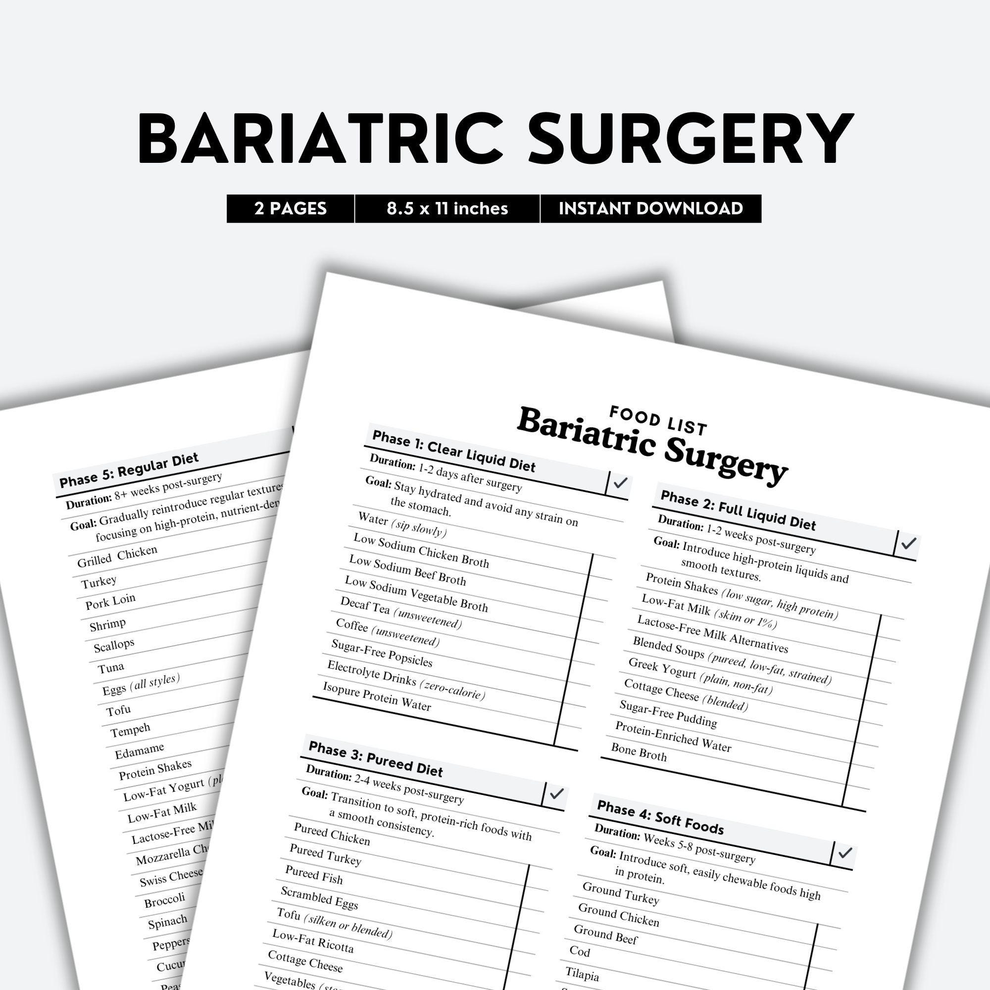 Bariatric Surgery, Bariatric Diet, Post Op Diet, Food List, Food Guide ...
