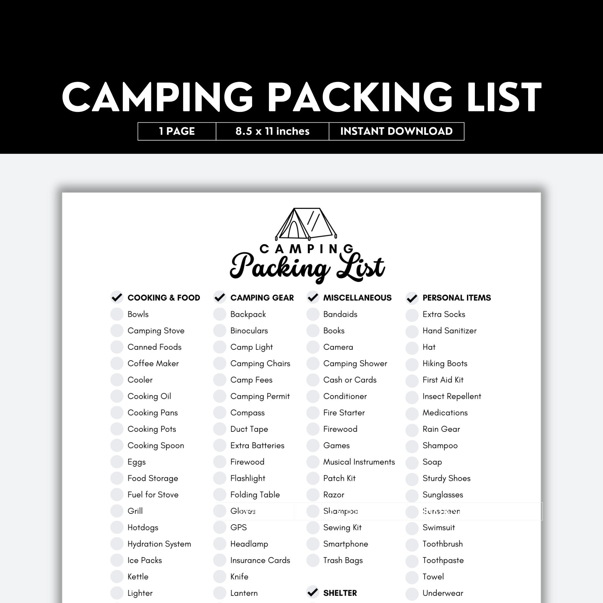 Camping Packing List, Travel Packing List, Packing Checklist, Camping ...