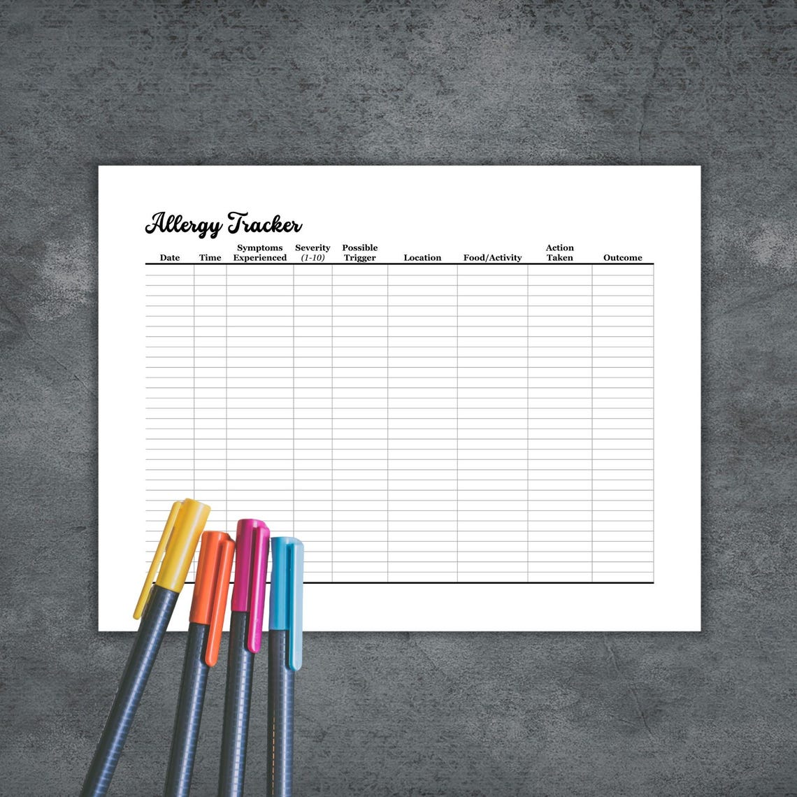 Allergy Tracker, Allergy Log, Allergy Journal, Symptom Tracker, Food ...