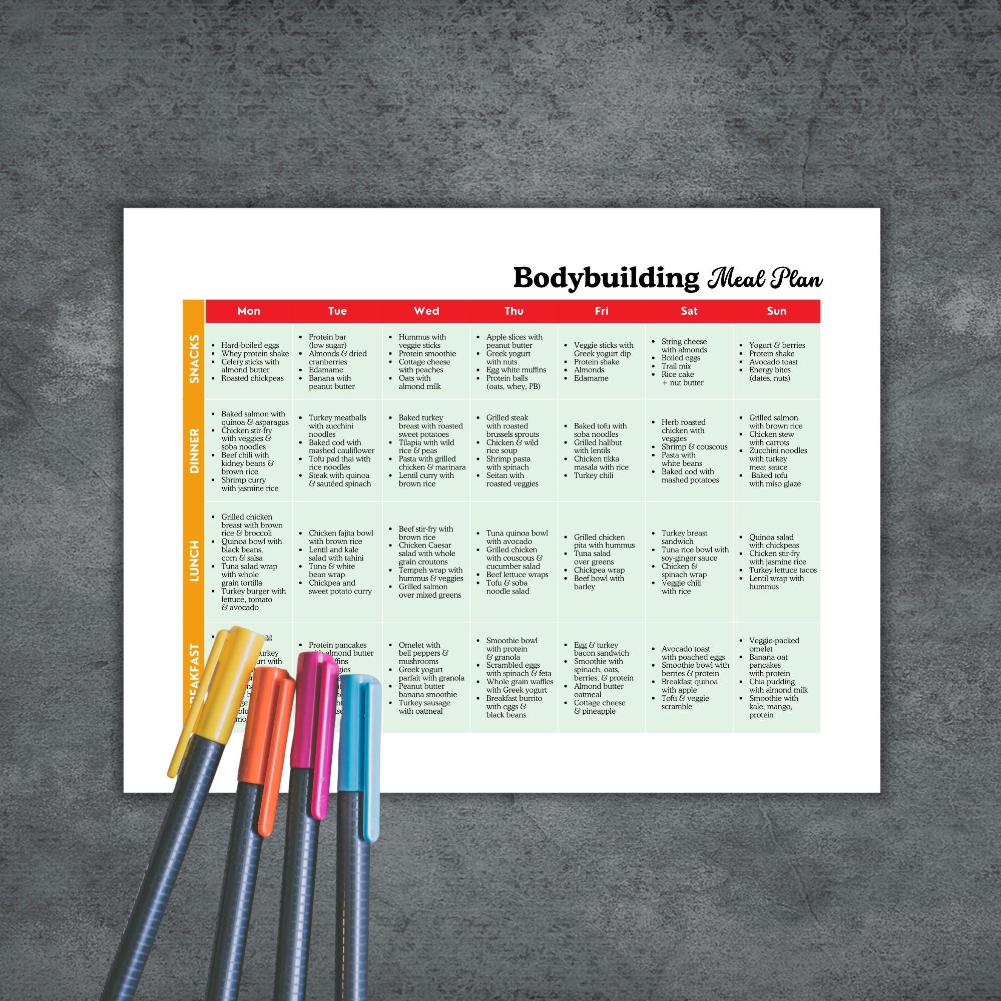 Bodybuilding Meal Plan, Body Building, Fitness, Meal Plan, Meal Prep ...